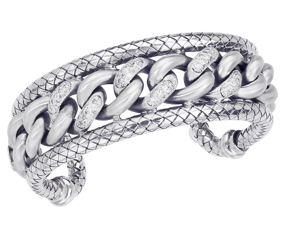 Alisa Women's Sterling Silver 0.78 ct. Diamond Curb Cuff Bracelet – Ruumur