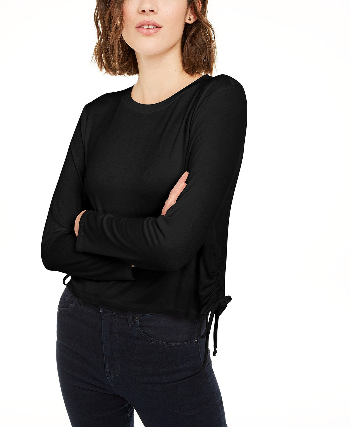 Rebellious One Juniors' Side-Ruched Top Black Size Medium– Ruumur